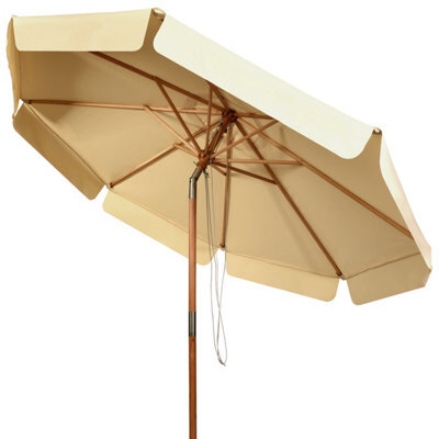 Costway 3M Garden Parasol Tilt Bar Market Table Umbrella With Valance ...