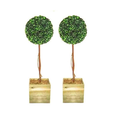 Pair Of Artificial 3Ft Topiary Ball Tree Indoor Outdoor Wall Door ...