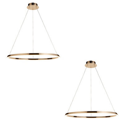 Loops Elegant 2 Pack Of Modern Ceiling Pendant Lights In French Gold And White Silicone Finish ...