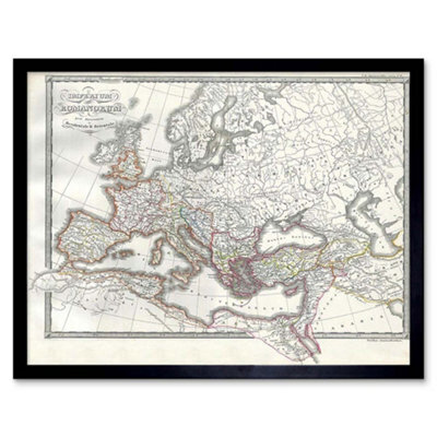 Artery8 1850 Map Roman Empire Divided East West Ancient Rome Framed ...