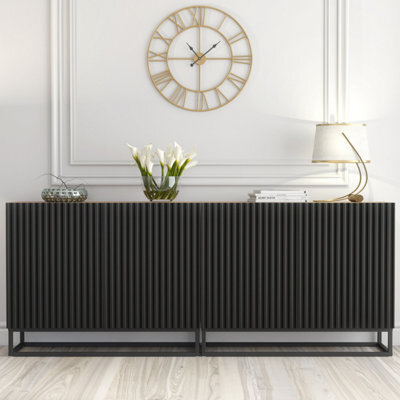 Creative Furniture Ripple Duo Sideboard 200Cm - Oak & Black Fluted ...