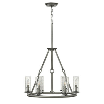 Elegant 6 Bulb Chandelier Ceiling Light In Polished Antique Nickel With ...