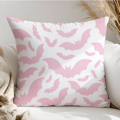 Bella Home Pink Bats Faux Suede Cushion 60Cm X 60Cm by B&Q | ufurnish.com