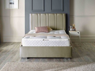 DS Living Lilly Panel Upholstered Soft Touch Soft Grey Bed Frame by B&Q ...