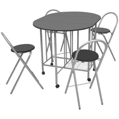 Berkfield Five Piece Folding Dining Set Mdf Black by B&Q | ufurnish.com