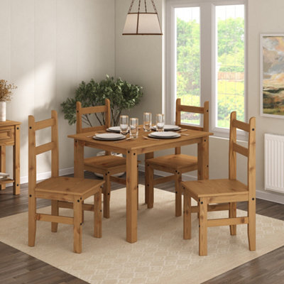 Mews Corona Dining Table Set 4 Seater Solid Mexican Pine Wood Table ...