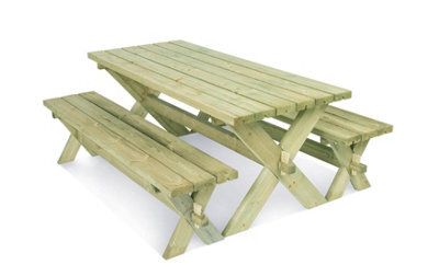 Buttercup Farm Buttercup Retro Picnic Table Set - Wood - L177 X W75 X ...