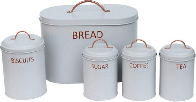 Simpa 5Pc Light Grey Round Shaped Kitchen Storage Set by B&Q | ufurnish.com