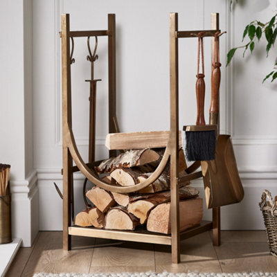 Dibor Contemporary Fireplace Freestanding Fireside Log Holder Storage ...