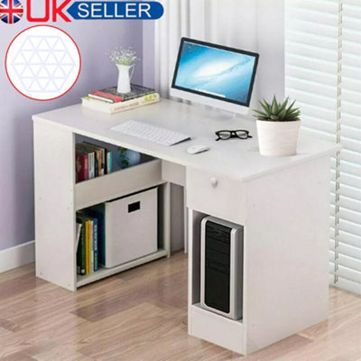 White H Shaped Gaming Computer Desk With Storage Shelves by B&Q ...