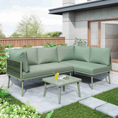 Btm 5 Seater Outdoor Garden Lounge Setspacesaving Lshaped Corner Sofa With Glass Coffee Table ...