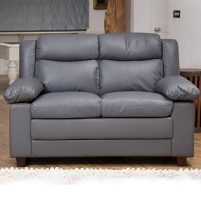 Standish 156Cm Wide Grey 2 Seat Bonded Leather Sofa With Removable Arm ...