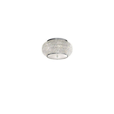 Ideal Lux Pasha 6 Light Ceiling Flush Light Chrome, Crystal, E14 by B&Q ...