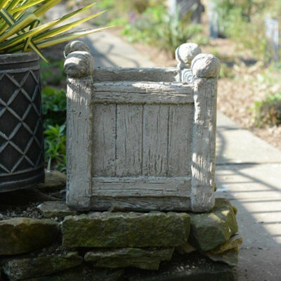 Stone Cast Square Wood Design Pot by B&Q | ufurnish.com