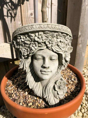 Burgess Art Nouveau Hanging Lady Wall Shelf Stone Statue Outdoor Garden ...
