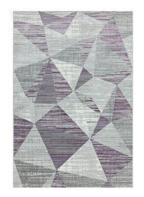 Block Heather Chequered Geometric Modern Easy To Clean Rug For Living ...