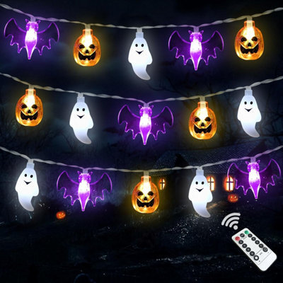 16Ft 3D Pumpkin Bat Ghost String Lights, 30 Led 8 Modes With Timer ...