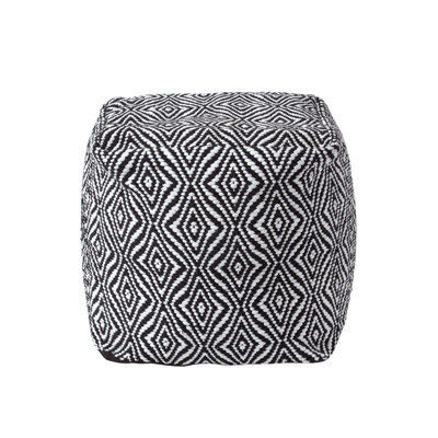 Homescapes Trance Black And White Diamond Pattern Recycled Fibre Square Bean Filled Pouffe, 40 ...