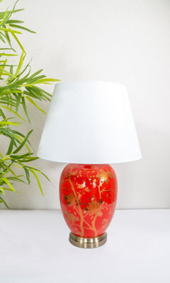 Downton Interiors Red Gold Ceramic Table Lamp With Plain Shade by B&Q ...
