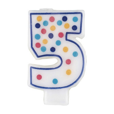 Unique Party 5 Polka Dot Birthday Candle White/blue/yellow (One Size ...