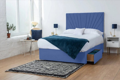 Sr Living Ltd Cosy Royal Blue Plush Bed & Mattress Sets - Divan Bed ...