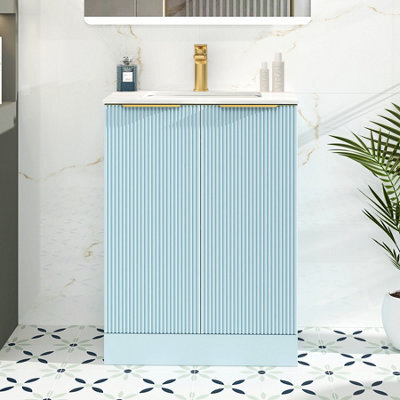 Royal Bathrooms Evora 600mm Powder Blue Fluted Floor Standing Vanity ...