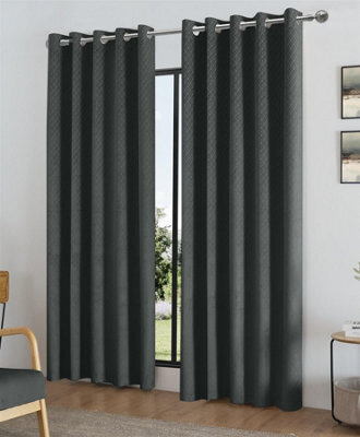 Luxury Living Temple Velvet Ring Top Curtains Charcoal by B&Q ...