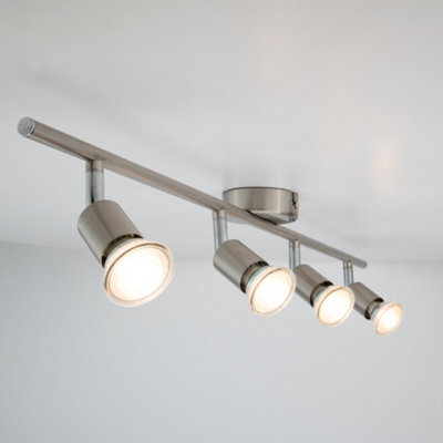 Arlec Rochdale Spotlight Brushed Nickel Gu10 4-Bar Quad Ceiling Light ...