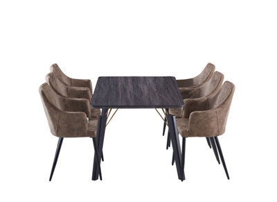 Life Interiors 5Pcs Zarah Cosmo Dining Table Set W/ A Black Dining ...
