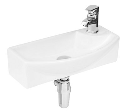 Balterley Compact Wall Hung Left Hand Round Ceramic 1 Tap Hole Vessel ...