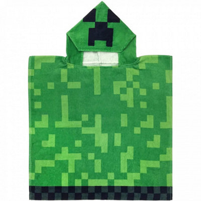Minecraft Childrens/kids Creeper Hooded Poncho Green (One Size) by B&Q ...