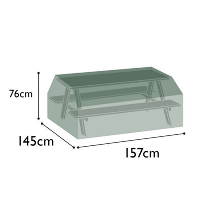 Bosmere All-Weather Picnic Table & Bench Cover 6 Seat Green 157Cm X ...
