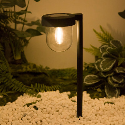 Brith Polished Black Solar-Powered Integrated Led Outdoor Stake Light ...