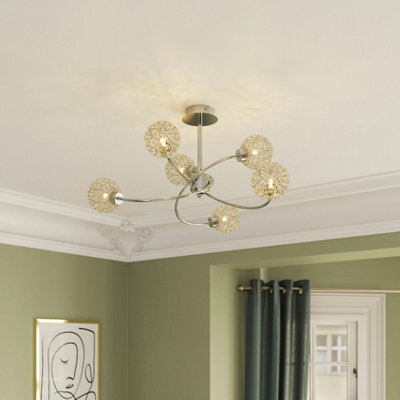 GoodHome Caelus Spiral Metal Chrome Effect 6 Lamp Ceiling Light by B&Q ...