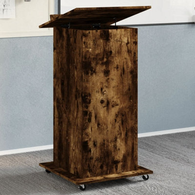 Berkfield Lectern With Wheels & Drawer Smoked Oak 55X55X107 Cm ...