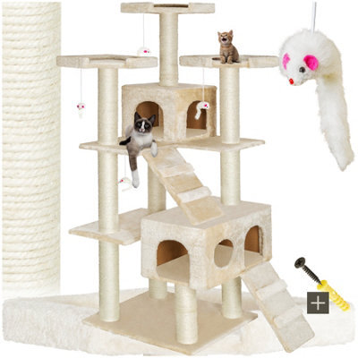Tectake Cat Tree Knuti - 186 Cm, Sisal Cat Scratching Post - Beige by B ...