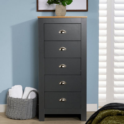 Home Source Camden 5 Drawer Chest Graphite by B&Q | ufurnish.com
