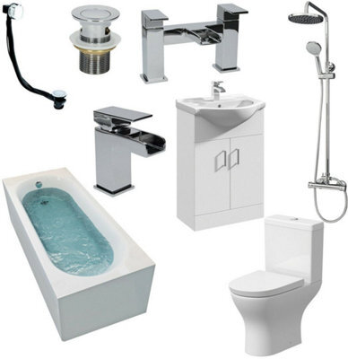 Affine Complete Bathroom Suite 1700 Bath Screen Basin Vanity Unit Wc ...