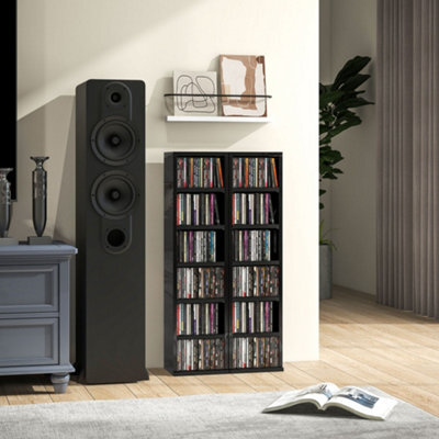 Homcom Set Of 2 Cd Storage Units With Adjustable Shelves High Gloss ...