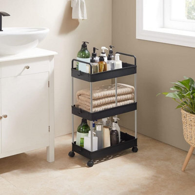 Songmics 3-Tier Storage Trolley, Kitchen Shelf On Wheels, Bathroom ...
