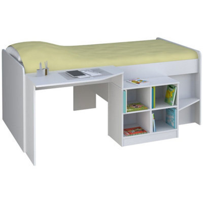 Kidsaw Pilot Cabin Bed With Built-In Desk, Cube Unit In White by B&Q ...