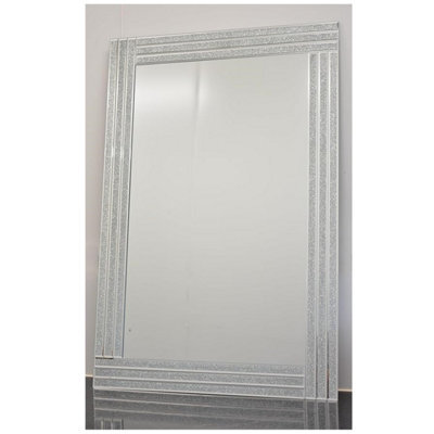 DEENZ Silver Wall Mirror Triple Edge Glitter Strips Border Mirror ...