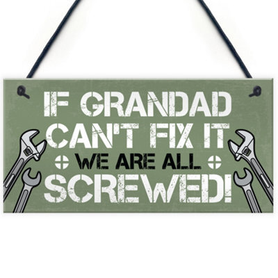 Red Ocean Grandad Fix It Screwed Man Cave Garage Shed Hanging Plaque ...