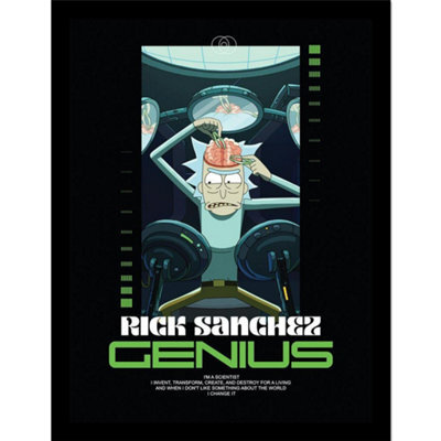 Rick And Morty Clrickal Rick Genius Framed Poster Blue/black/white ...