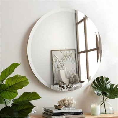 Artloge 80Cm Large Frameless Circle Mirror Round Bathroom Wall Mirror W ...