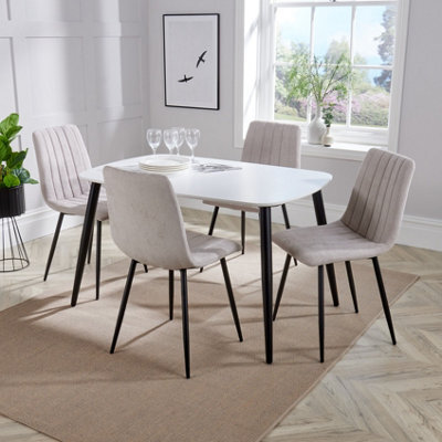 Core Products Aspen White 120Cm Rectangular Dining Table With 4 Natural ...