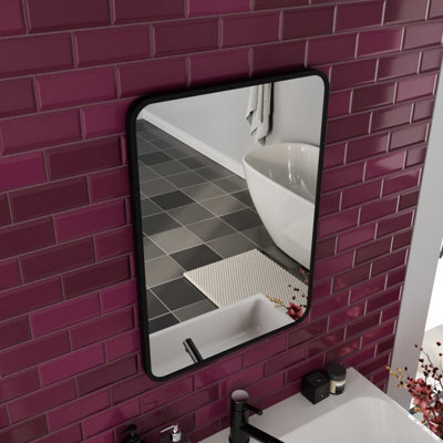 Harper & Harlow 500X700 Antila Black Rounded Edge Mirror by B&Q ...