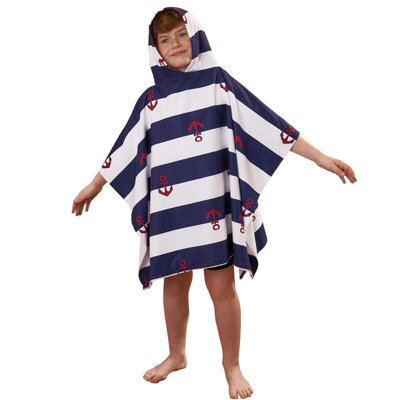 Dreamscene Anchor Hooded Poncho Towel Kids Swimming Changing Robe Beach ...