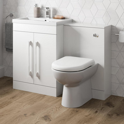 Affine 600mm Bathroom Vanity Unit Basin Concealed Cistern Toilet Wc ...