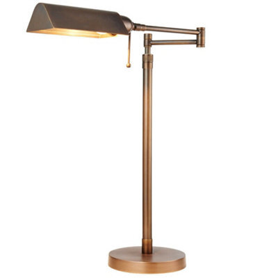 Luxury Adjustable Head Table Lamp Antique Patina Shade Metal Console ...